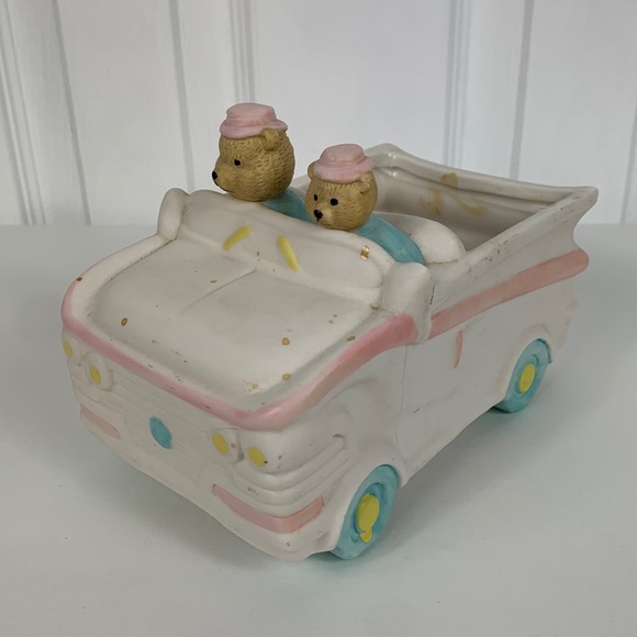 no name | Accents | Vintage Ceramic Planter Of A Car With 2 Bears ...